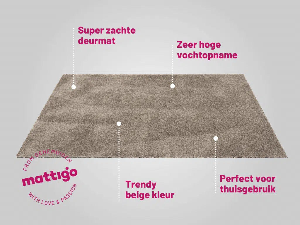 Droogloopmat op maat Aquasoft beige | Mattigo.com